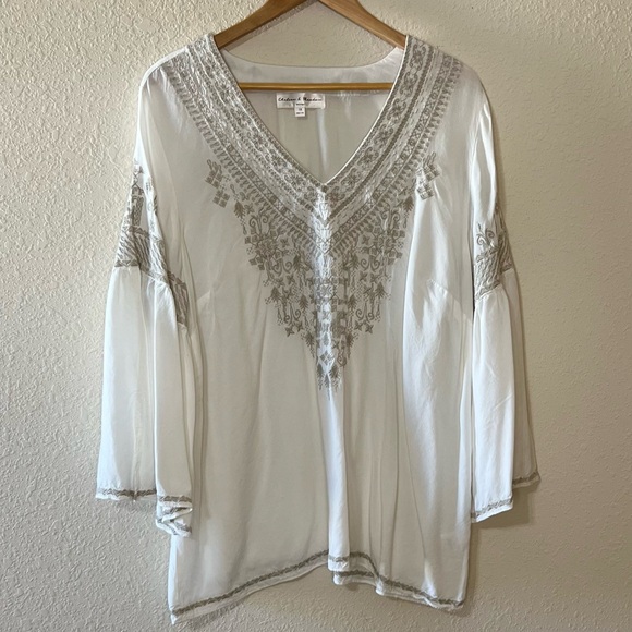 Chelsea & Theodore | Tops | Chelsea Theodore Tunic Embroidered Rayon ...